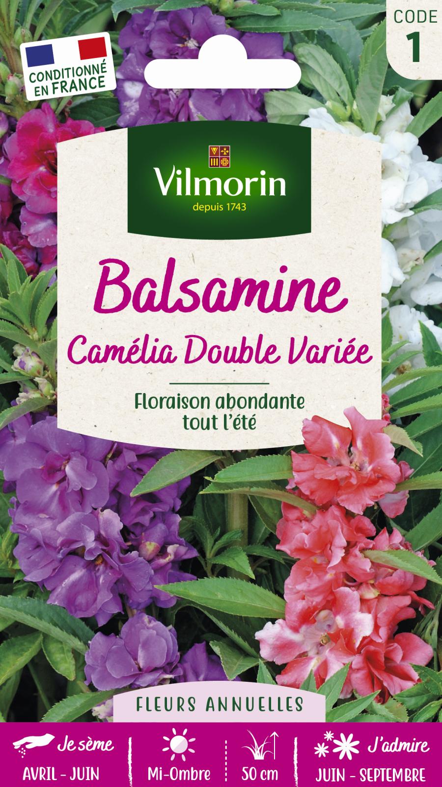 Balsamine Fleur de Camélia Double Variée | Abondante | Vilmorin Jardin