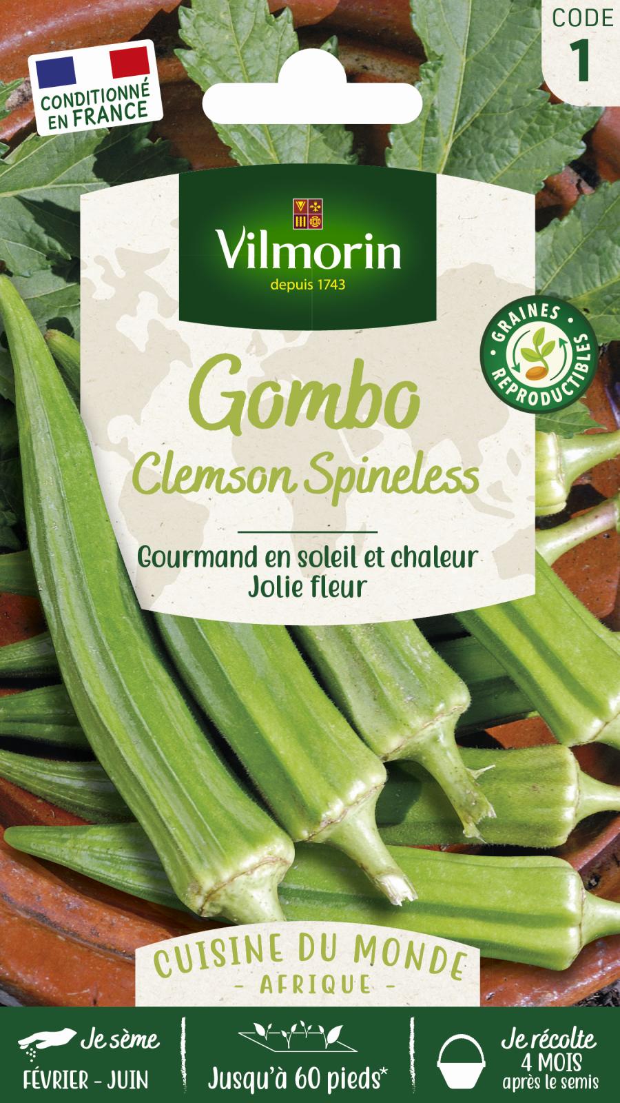 Gombo Clemson Spineless | Goût proche d'aubergine | Vilmorin Jardin
