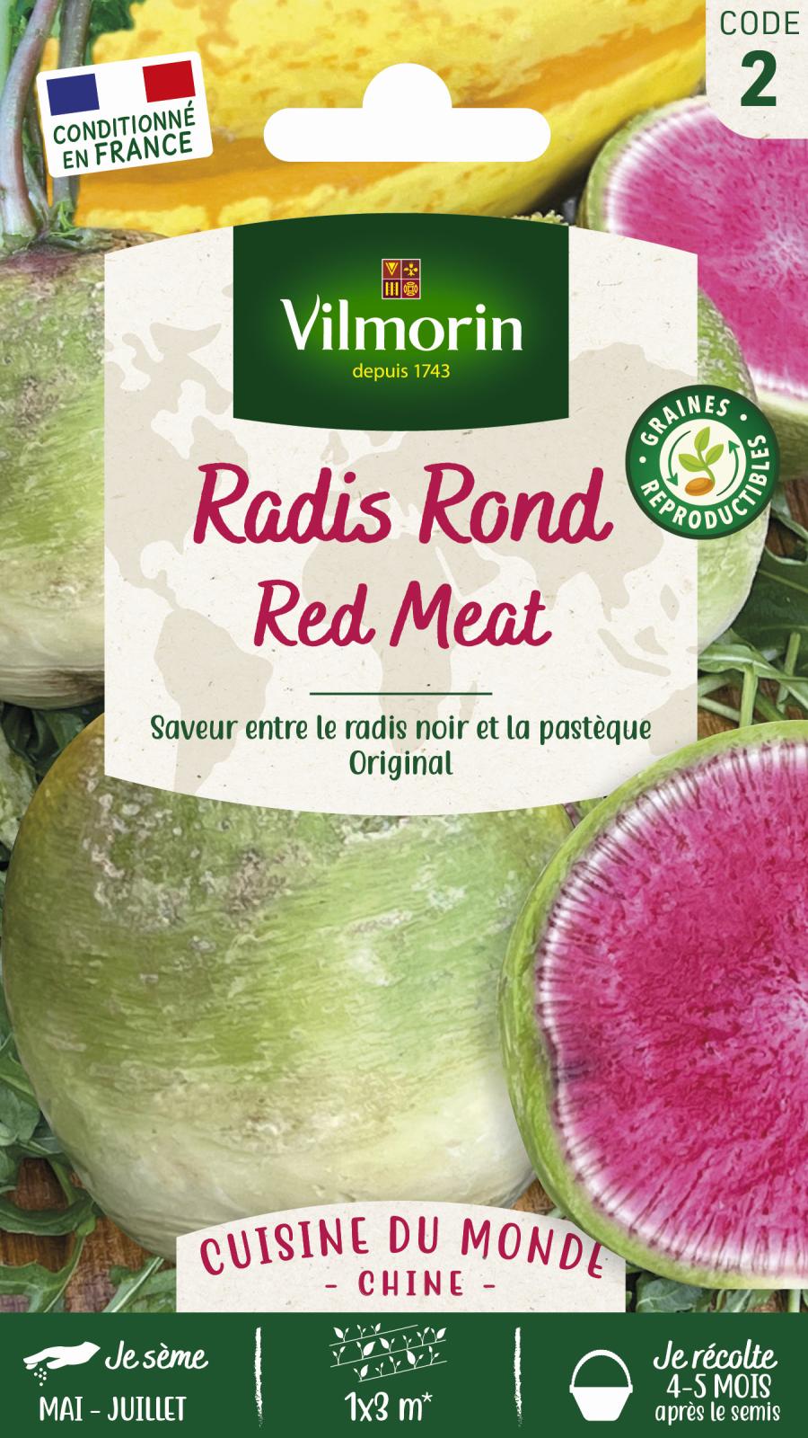 Radis Red Meat | Rave ronde blanche à chair rose | Vilmorin Jardin