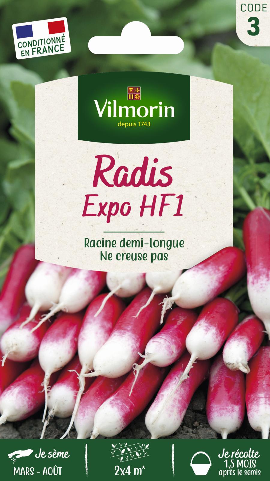 Radis Expo HF1 | Demi-long, précoce, ne creuse pas | Vilmorin Jardin
