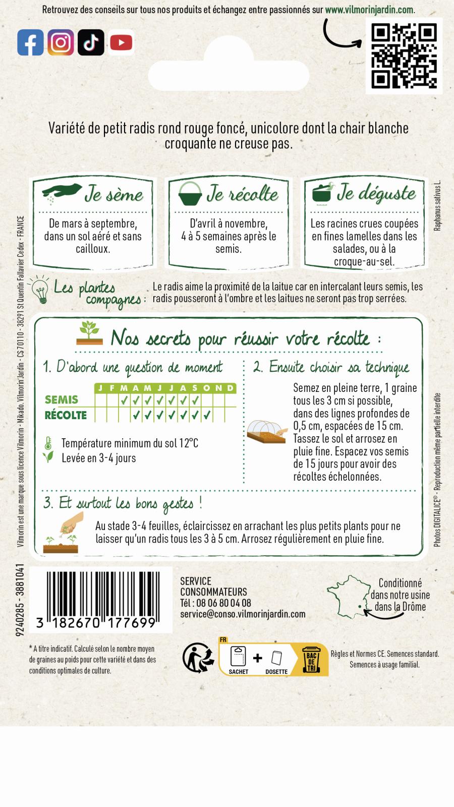 Radis Rond Écarlate | Précoce, creuse peu | Vilmorin Jardin